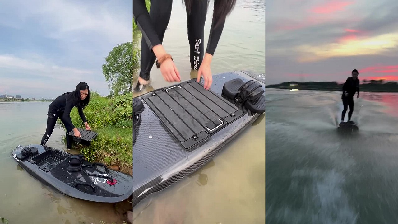 Surfovanie na čínskom elektrickom jet-boarde Rush Wave - Mojevideo