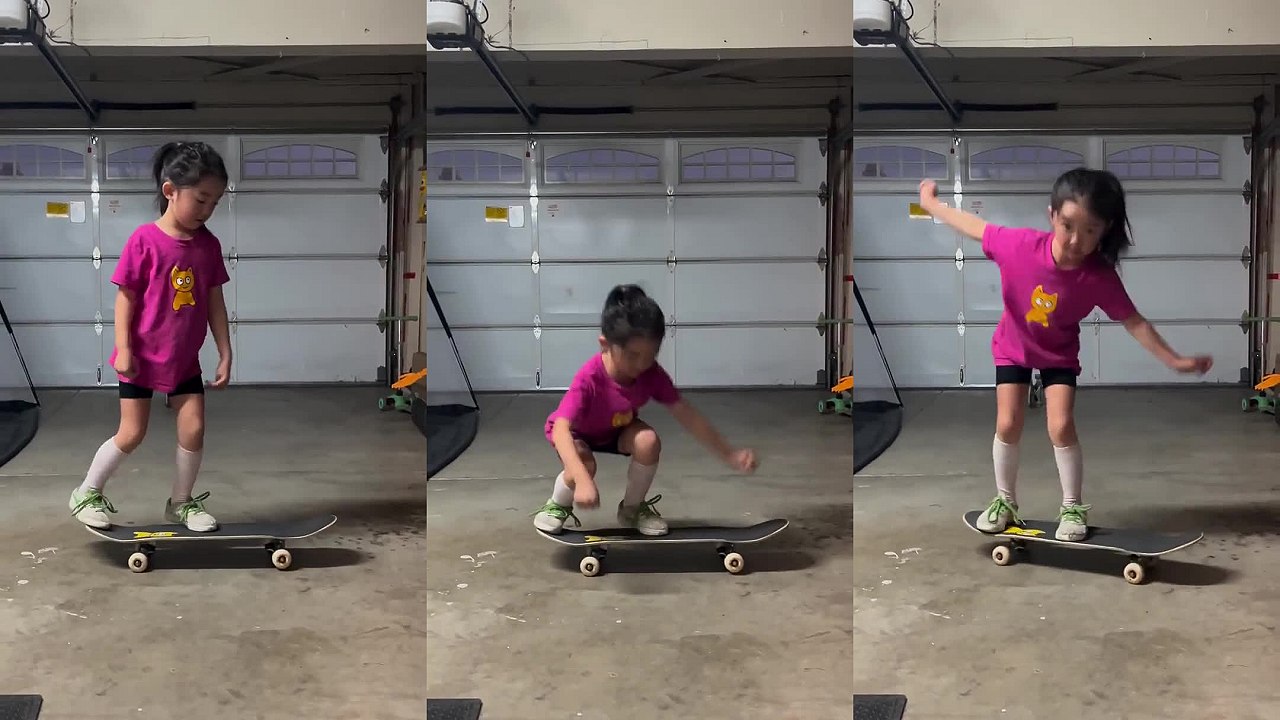 Dievčatku sa prvýkrát podaril na skateboarde tzv. kickflip - Mojevideo
